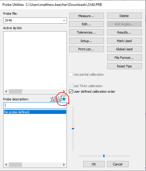 I am trying to build a new probe file and there are no items or ...
