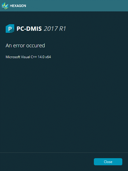 Installation failed with the message: "PC-DMIS....An error occured" or ...