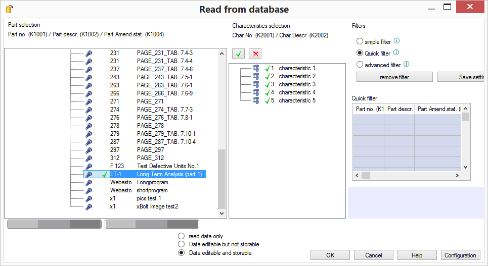 Q-DAS: Copying Characteristics manually