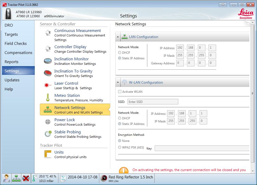 Why can I not edit the Network Settings in Tracker Pilot?