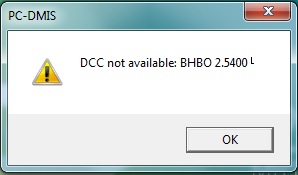 What do I do if I am getting error message PC-DMIS: "DCC not available ...