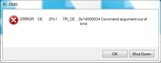 I Am Getting A Pc Dmis Error Command Argument Out Of Limit 5214