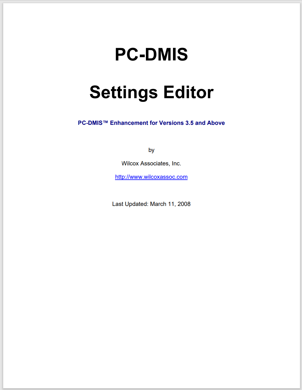 PC-DMIS Settings Editor for PC-DMIS™ Enhancement for Versions 3.5 and ...